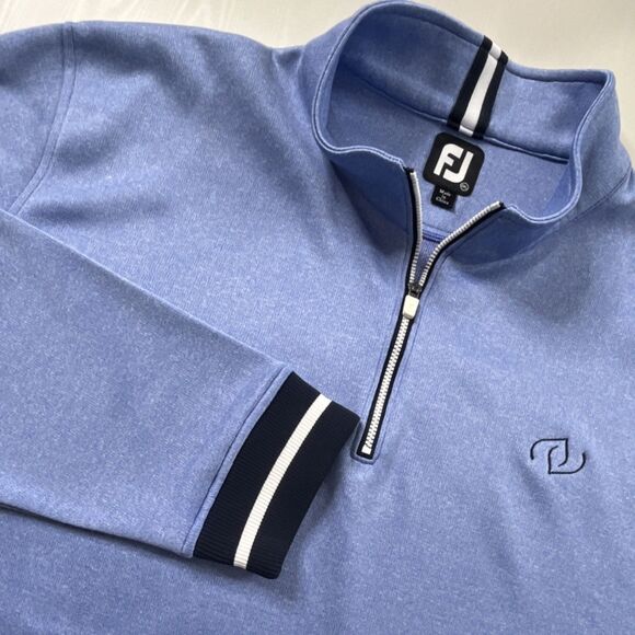 FootJoy | Shirts | Footjoy Mens 4 Zip Long Sleeve Golf Polo Shirt Blue ...